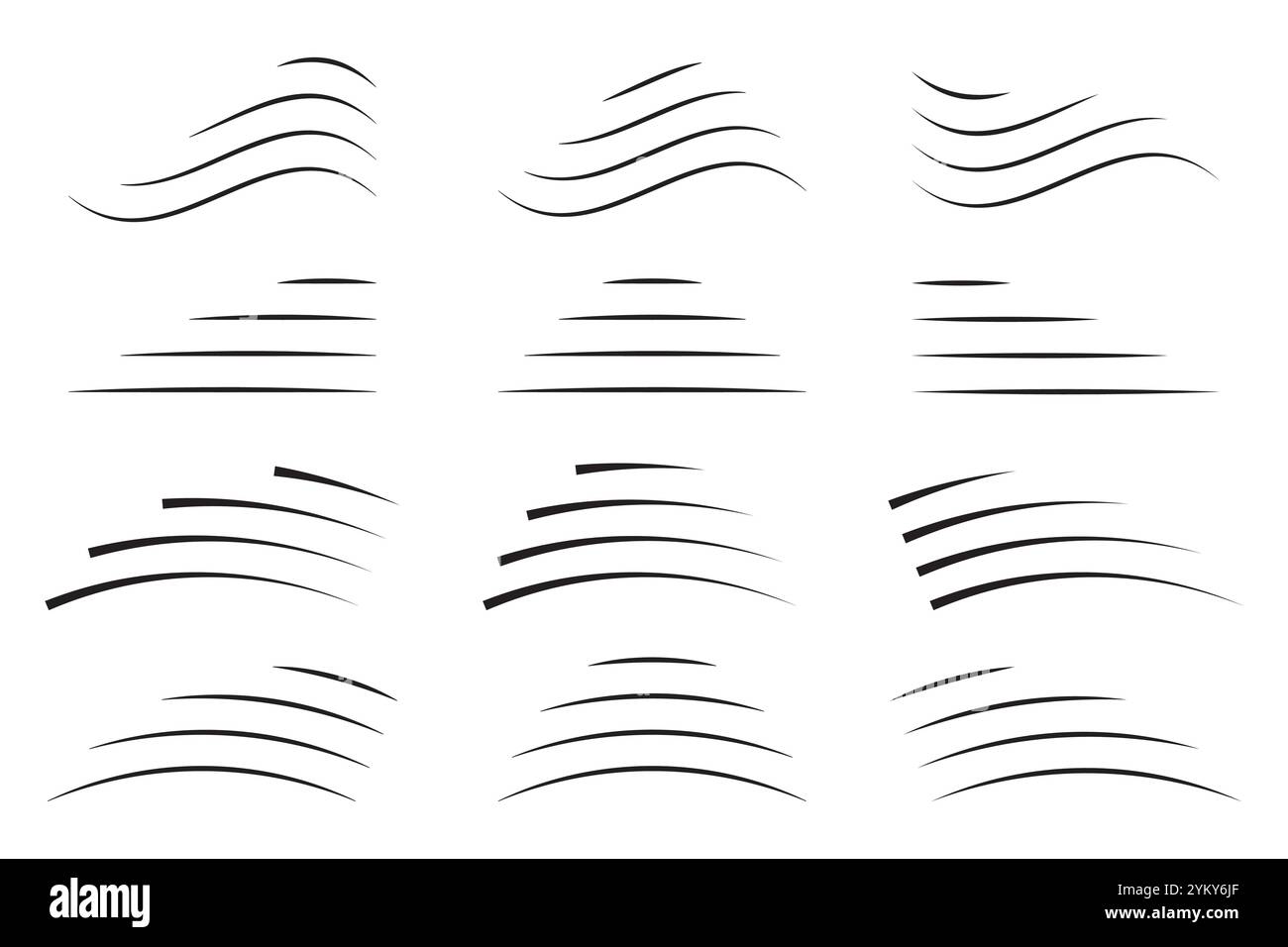 Curved lines set. Abstract line shapes. Smooth black strokes. Vector ...