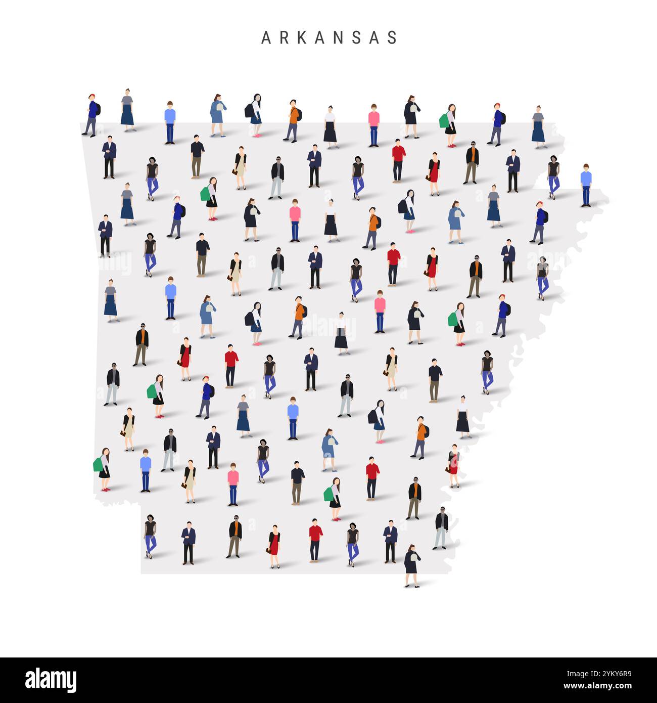 Arkansas US state population map. Large group of people. Flat vector ...