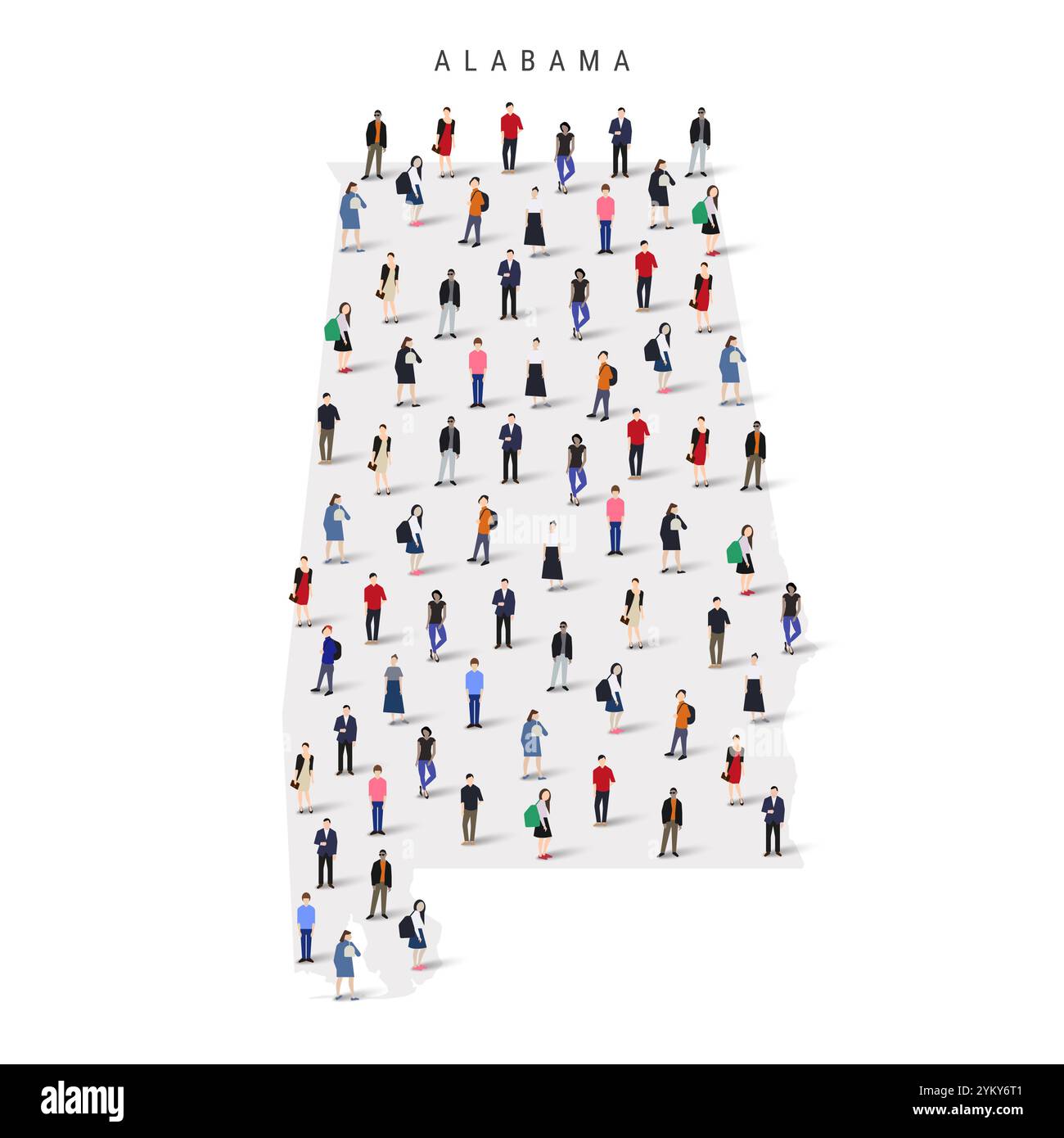 Alabama US state population map. Large group of people. Flat vector ...