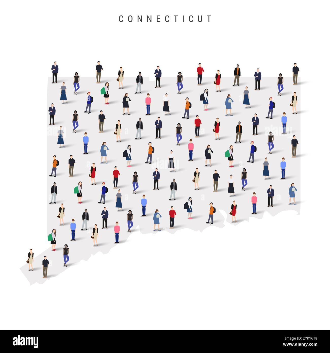 Connecticut US state population map. Large group of people. Flat vector ...