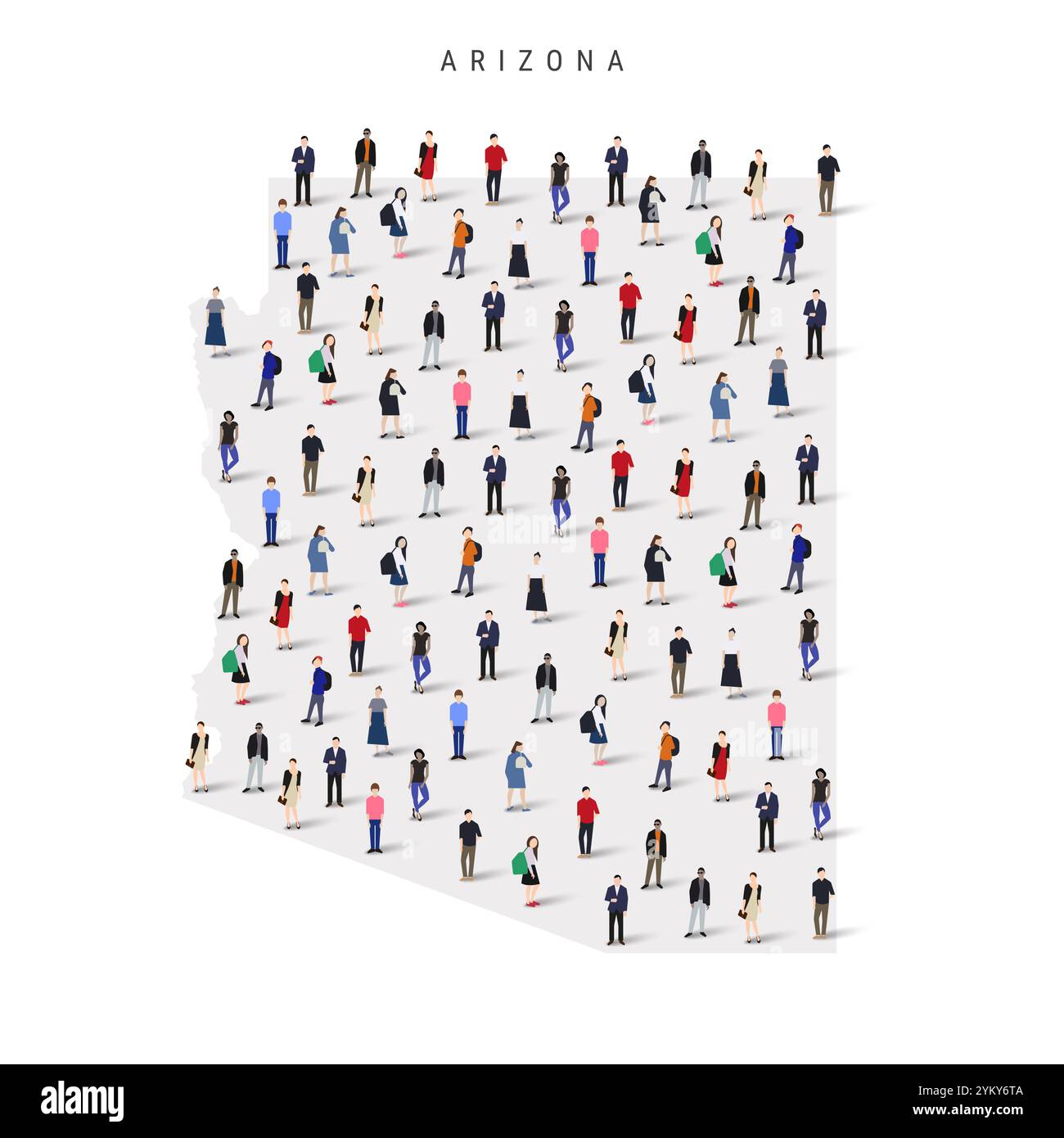 Arizona US state population map. Large group of people. Flat vector ...