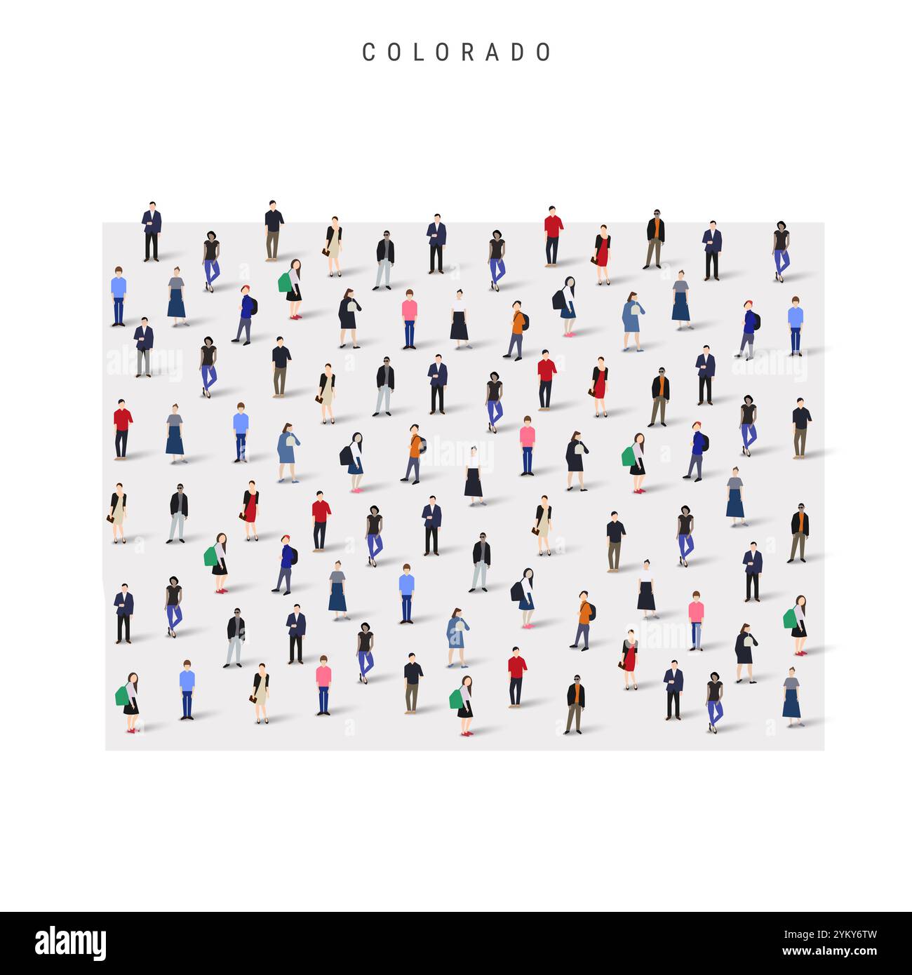 Colorado US state population map. Large group of people. Flat vector ...