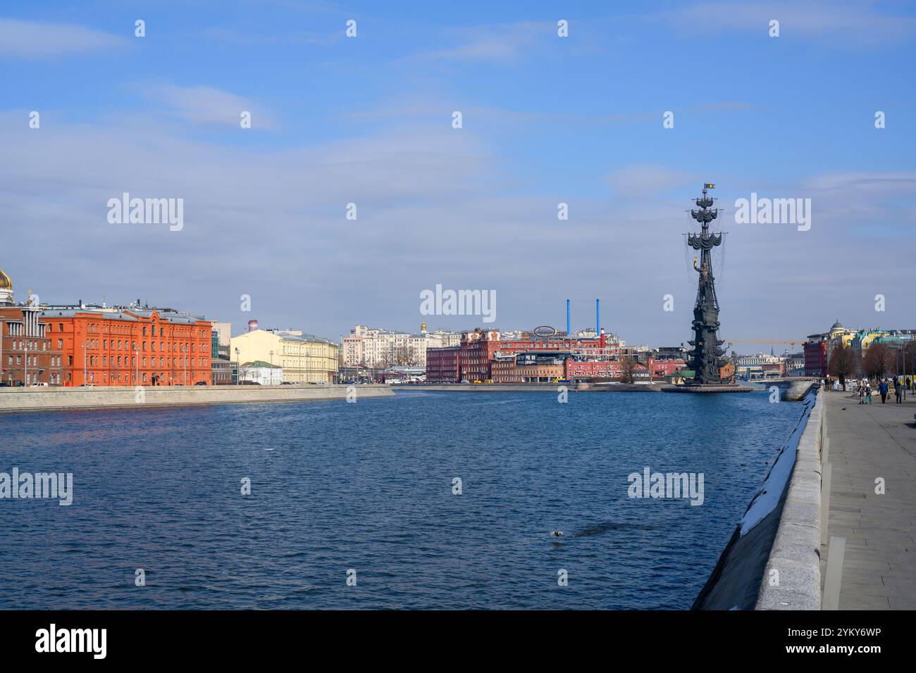 MOSCOW, RUSSIA - MARCH 15, 2024. View of the Moskva River, the monument ...