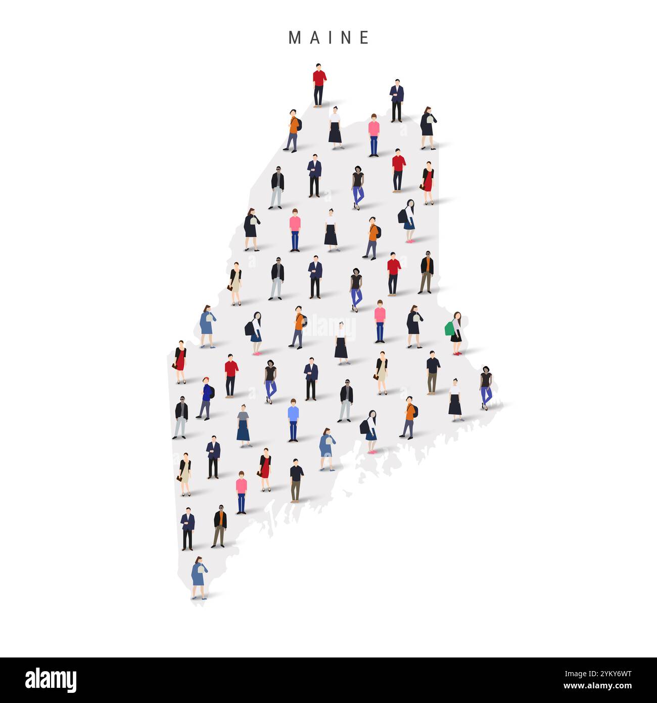 Maine US state population map. Large group of people. Flat vector ...