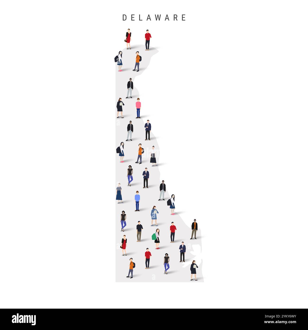 Delaware US state population map. Large group of people. Flat vector ...