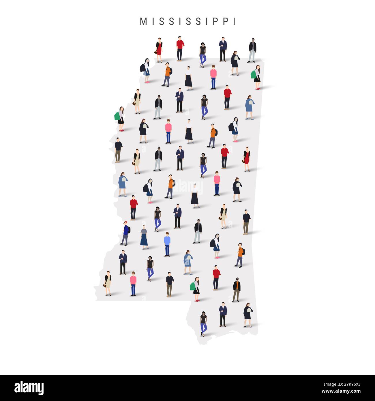 Mississippi US state population map. Large group of people. Flat vector ...