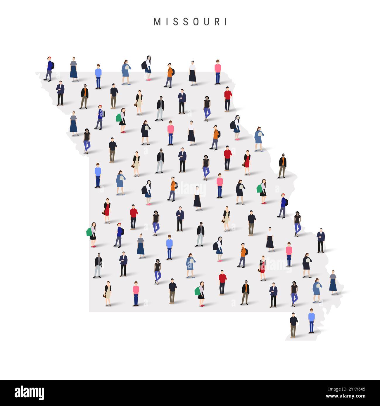 Missouri US state population map. Large group of people. Flat vector ...