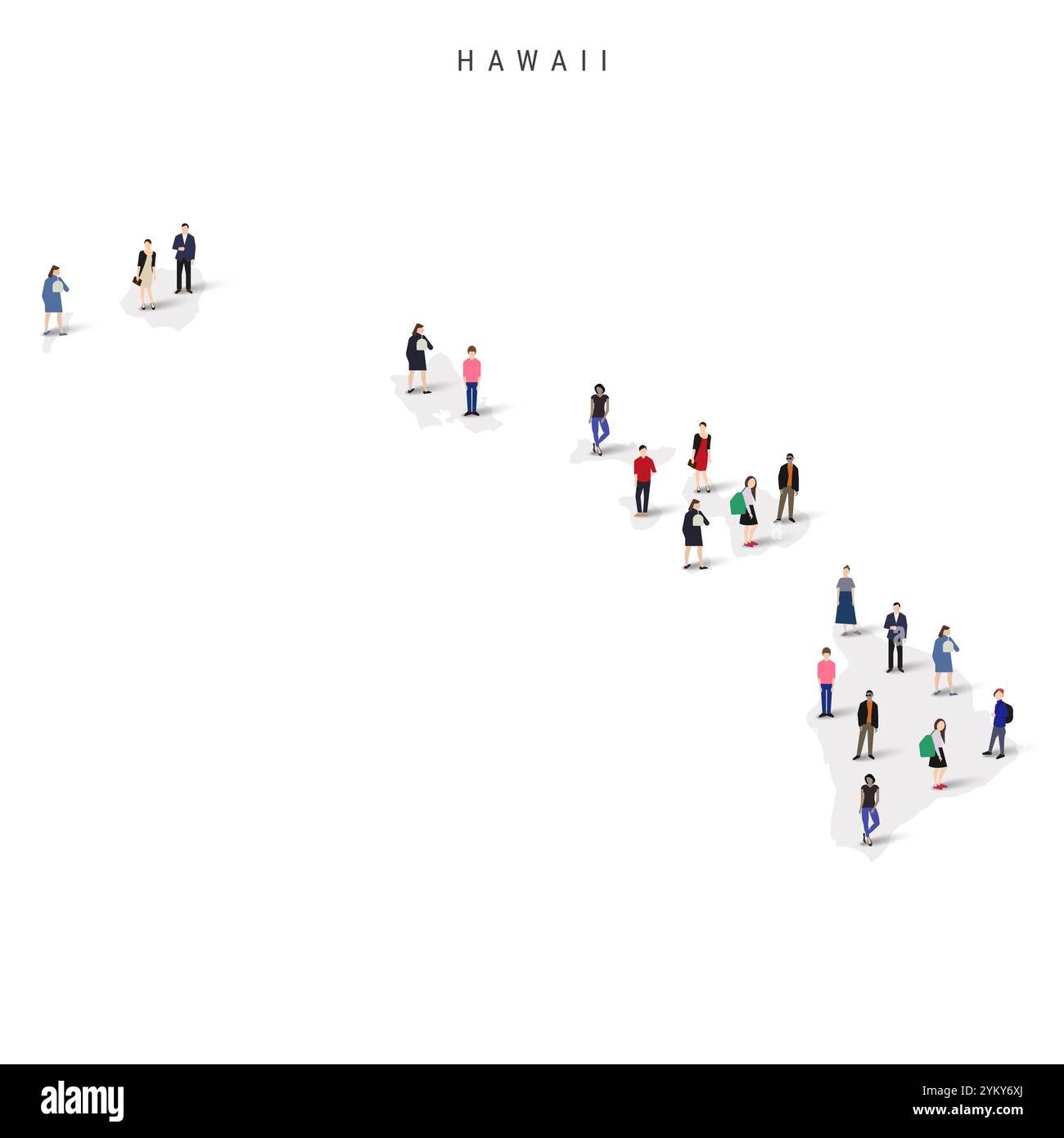 Hawaii US state population map. Large group of people. Flat vector ...