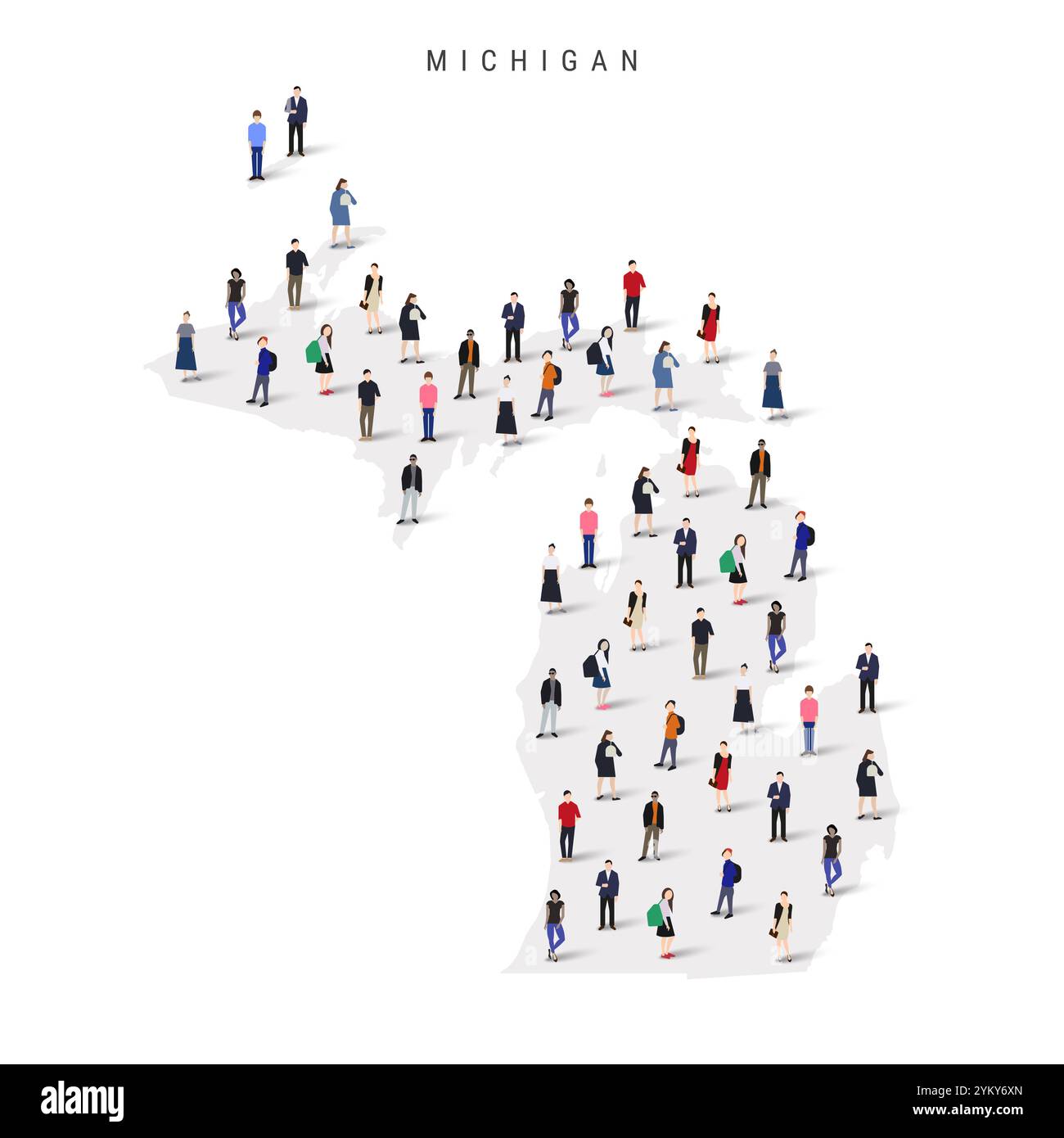 Michigan US state population map. Large group of people. Flat vector ...