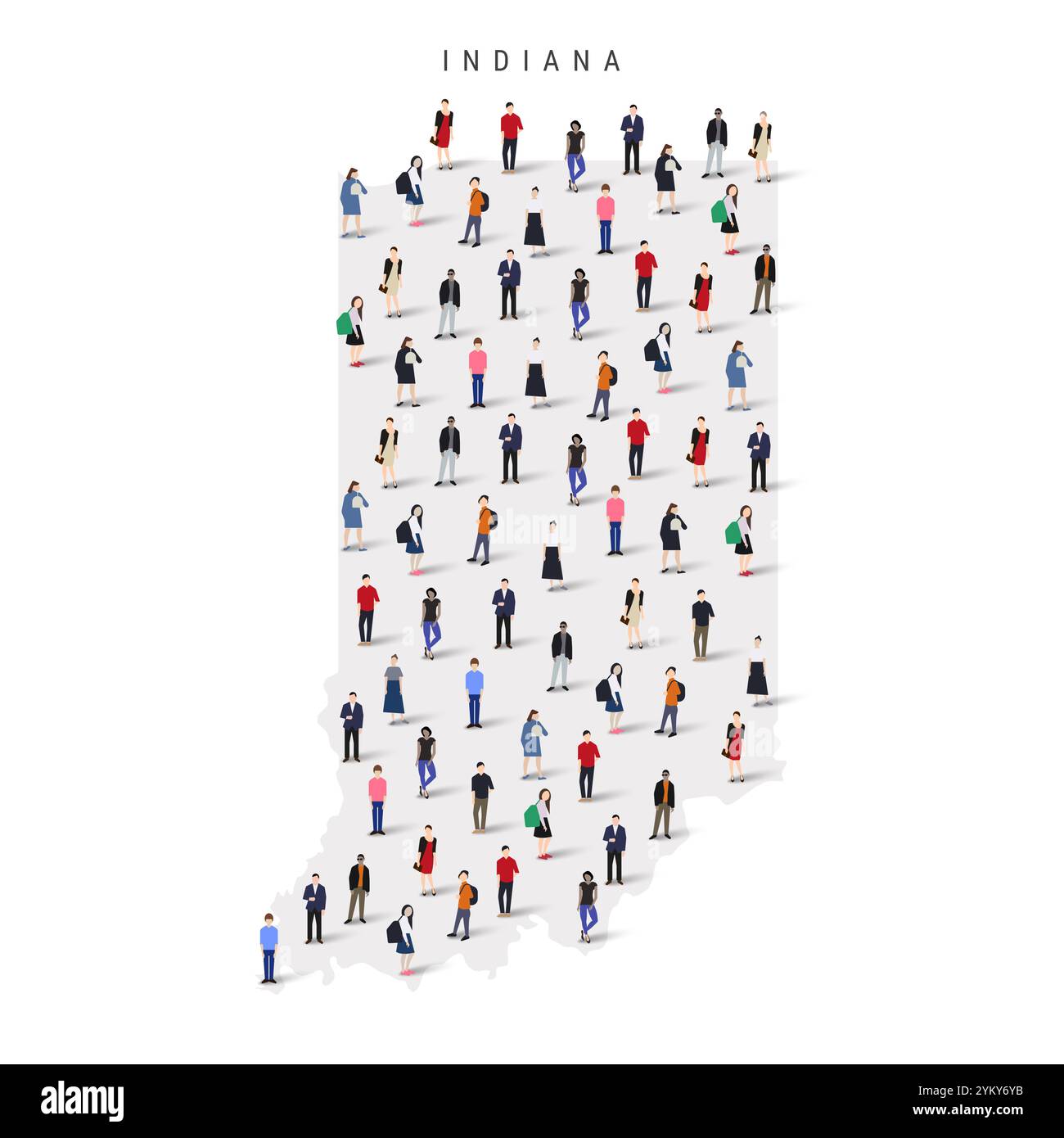 Indiana US state population map. Large group of people. Flat vector ...