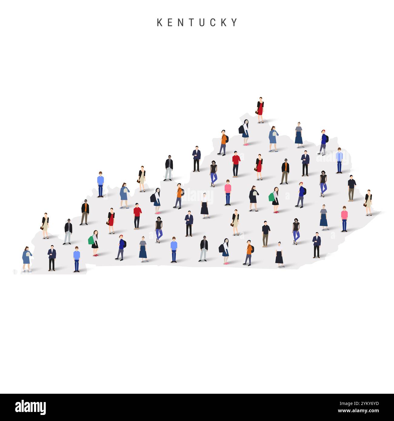 Kentucky US state population map. Large group of people. Flat vector ...