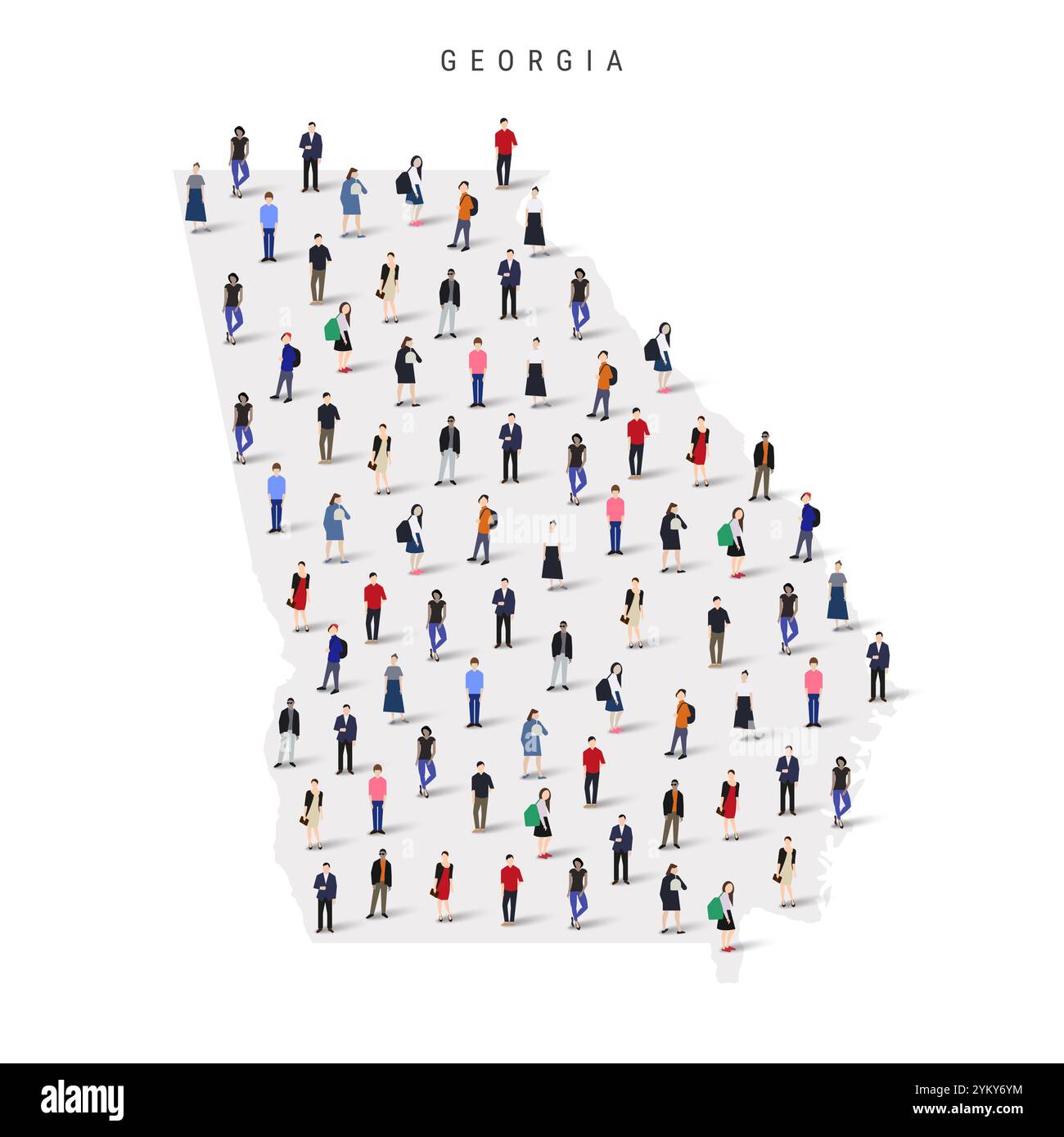 Georgia US state population map. Large group of people. Flat vector ...