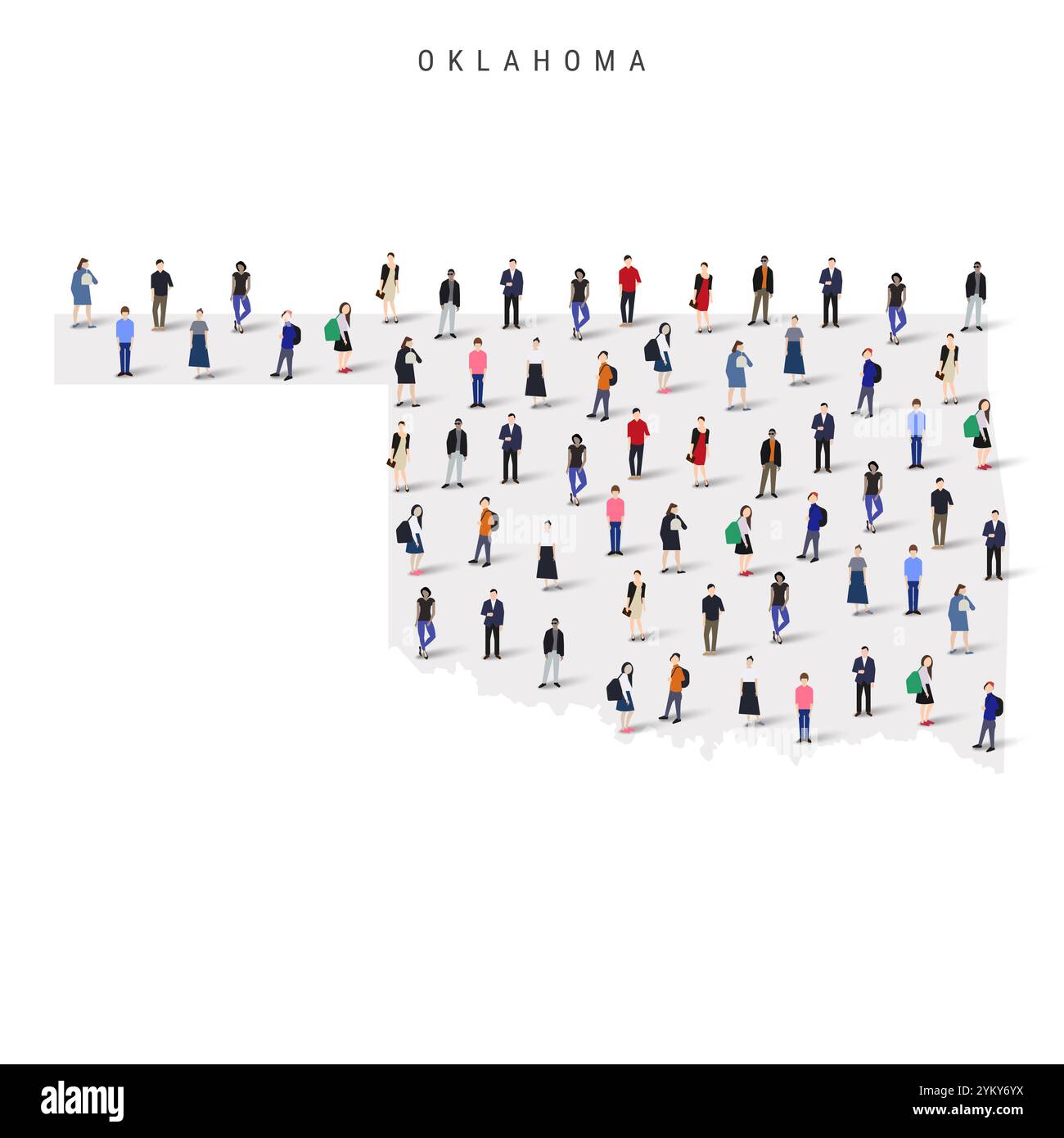 Oklahoma US state population map. Large group of people. Flat vector ...