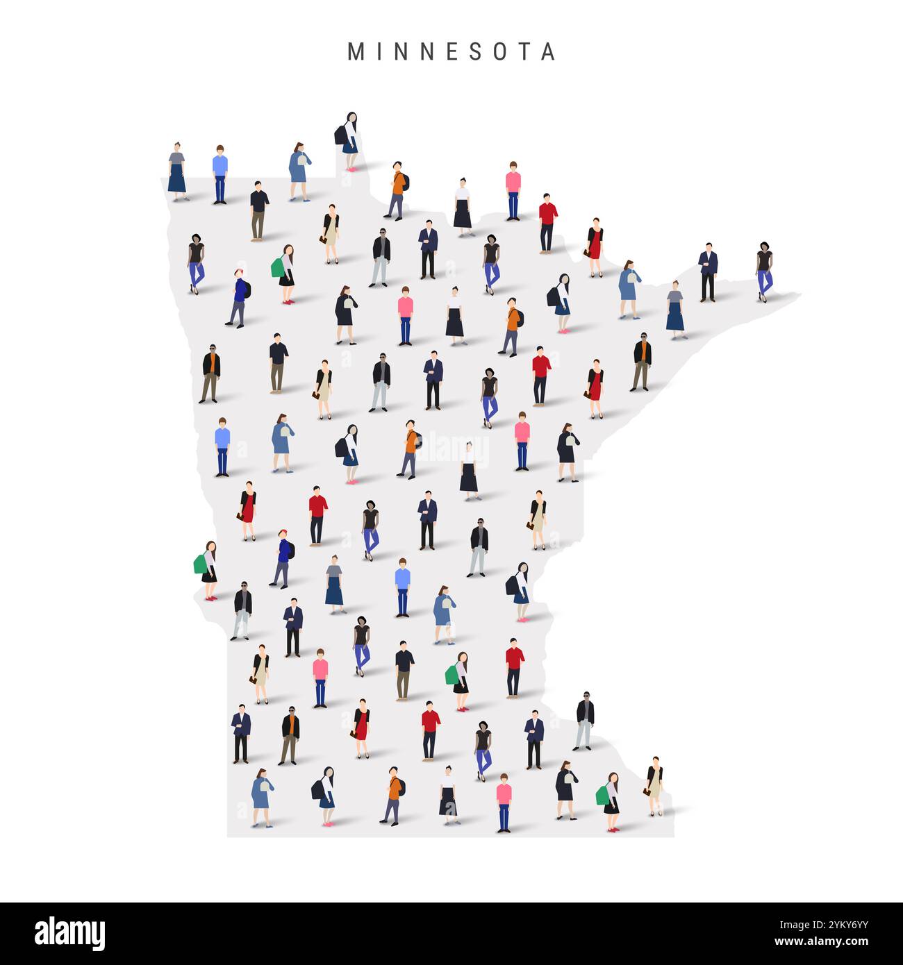 Minnesota US state population map. Large group of people. Flat vector ...