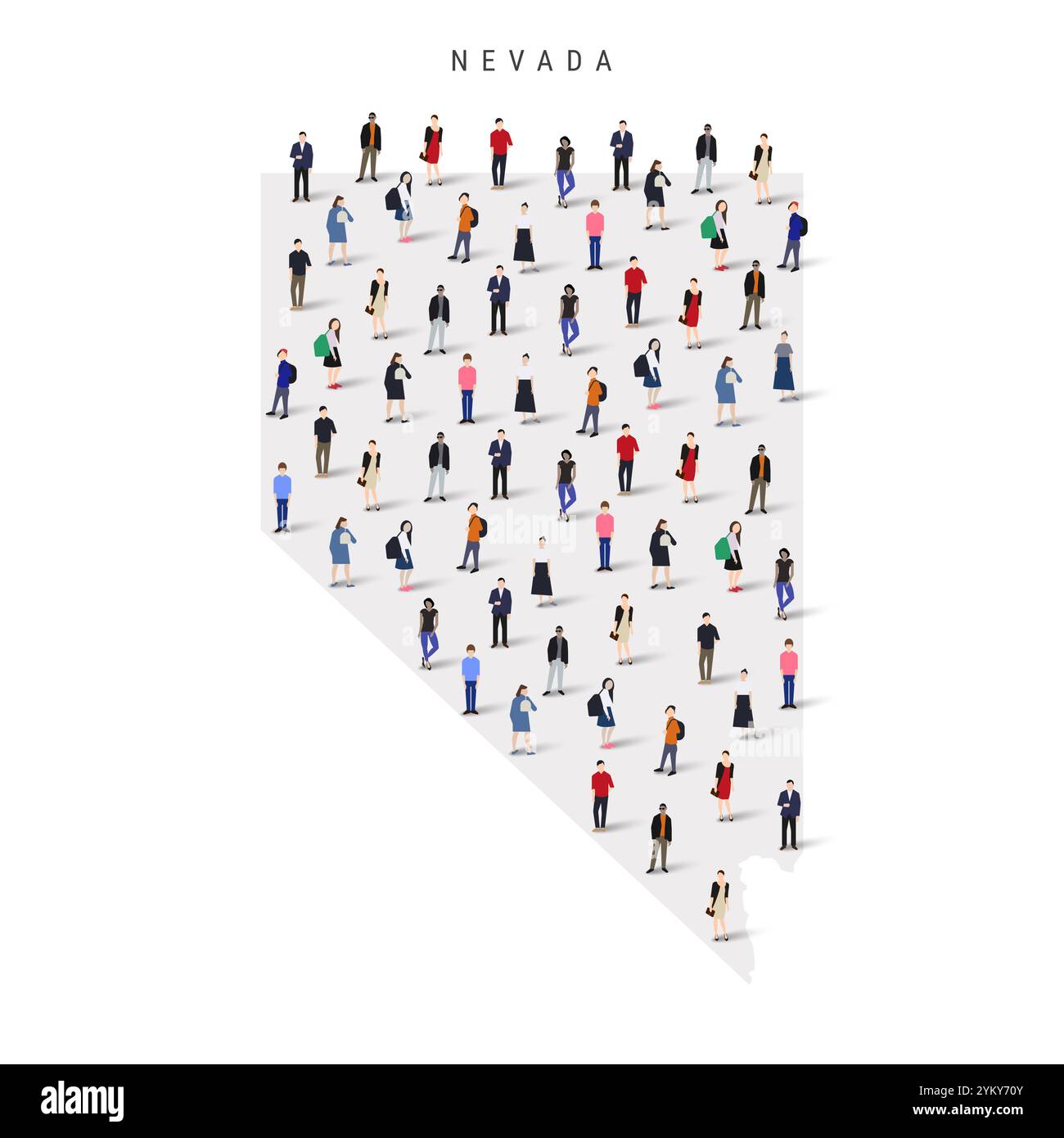 Nevada US state population map. Large group of people. Flat vector ...