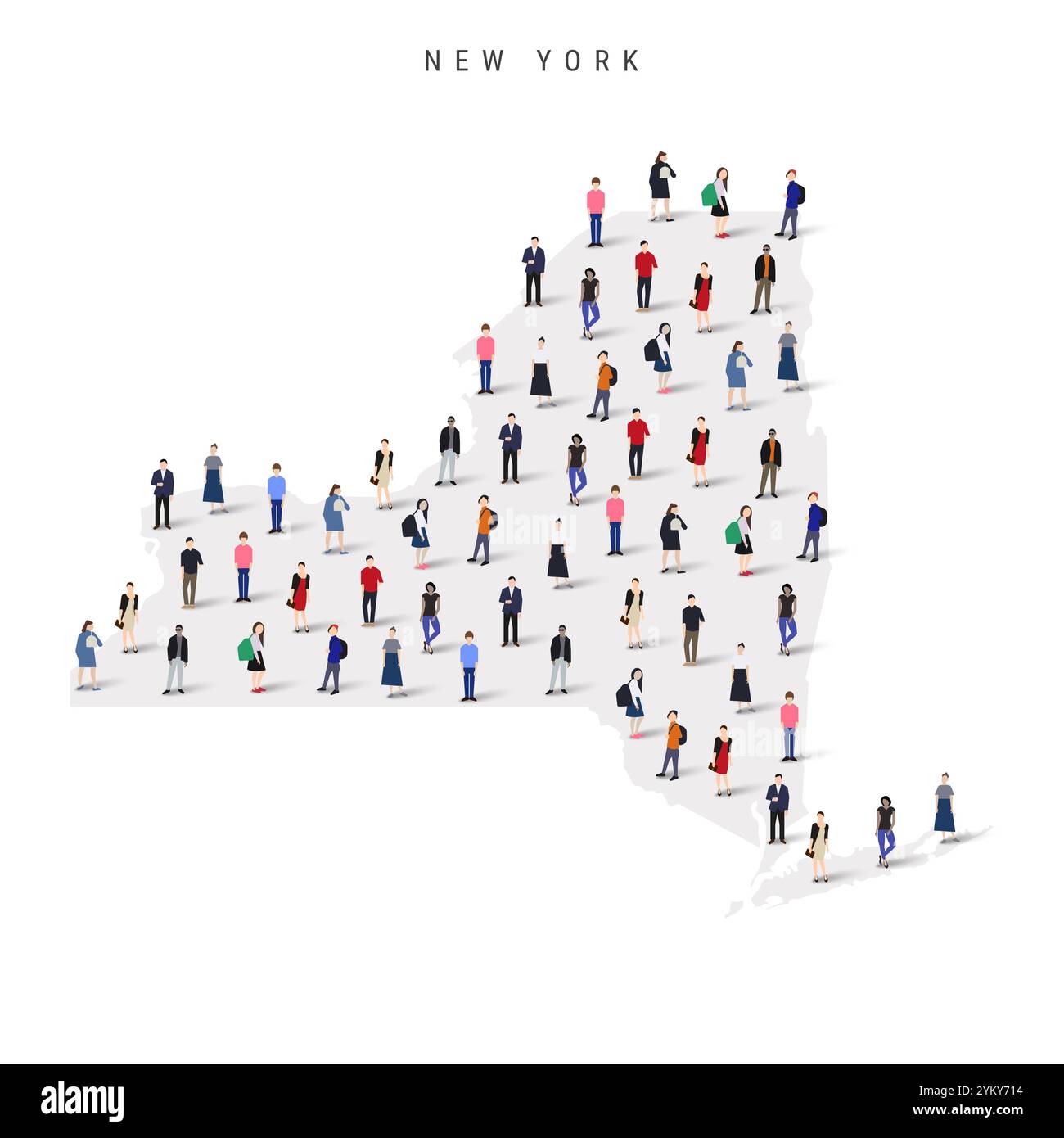 New York US state population map. Large group of people. Flat vector ...