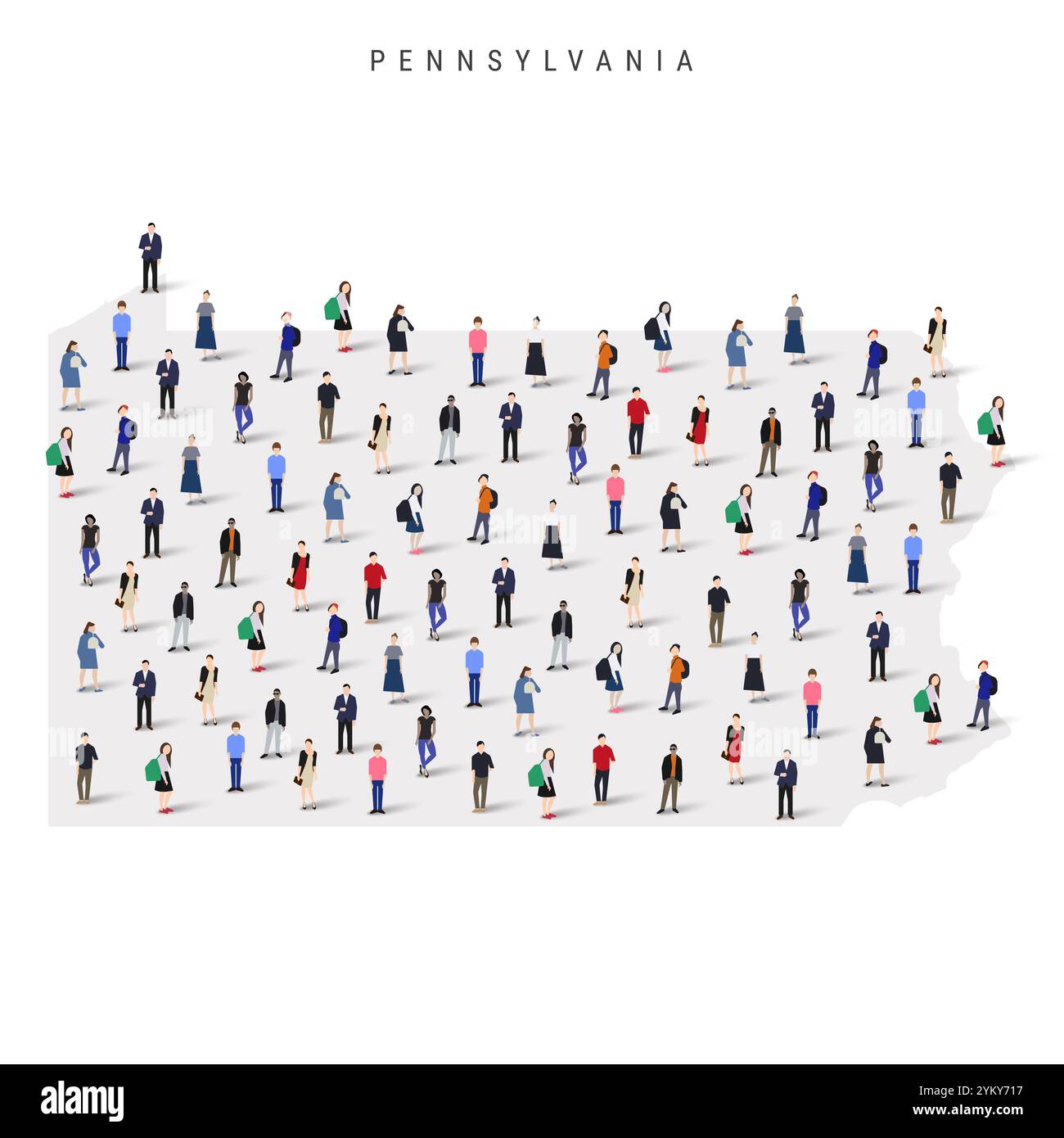 Pennsylvania US state population map. Large group of people. Flat ...