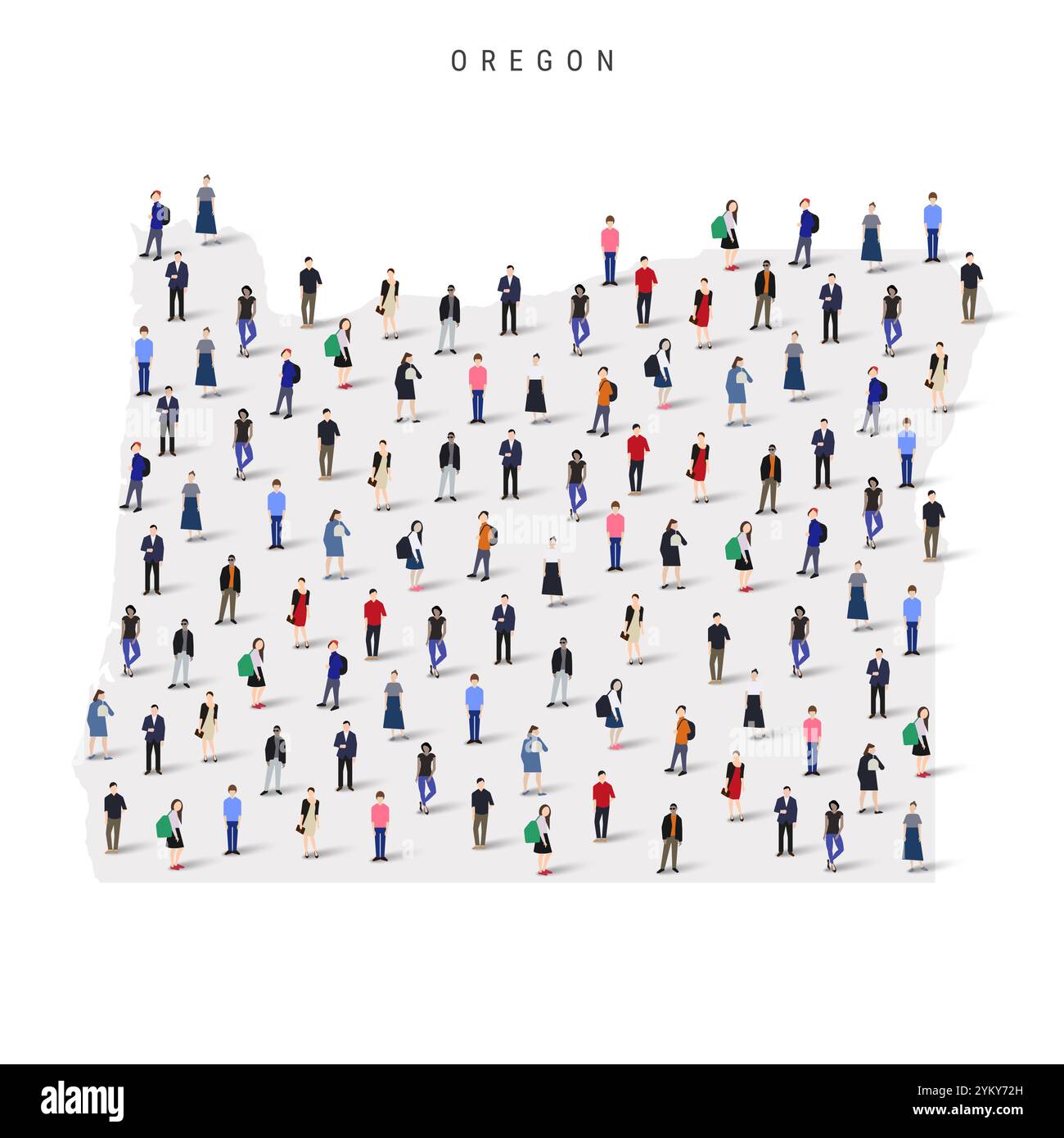 Oregon US state population map. Large group of people. Flat vector ...