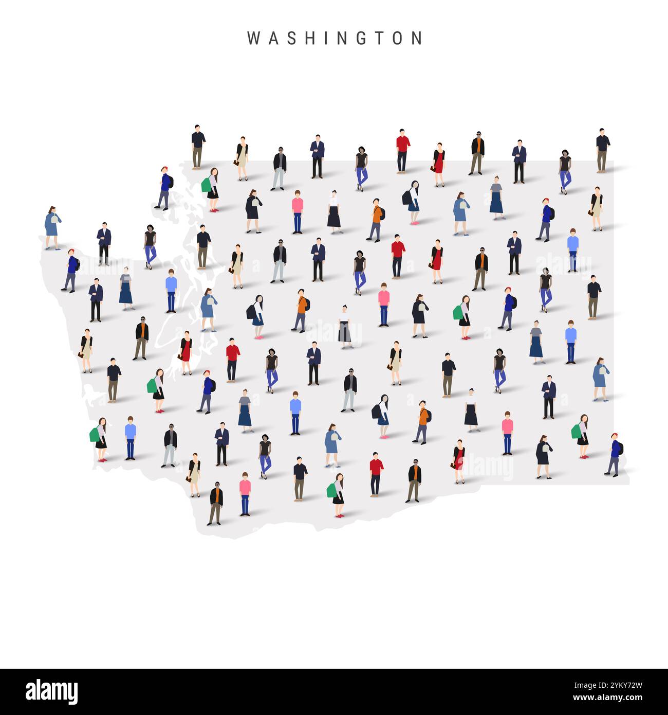 Washington US state population map. Large group of people. Flat vector ...