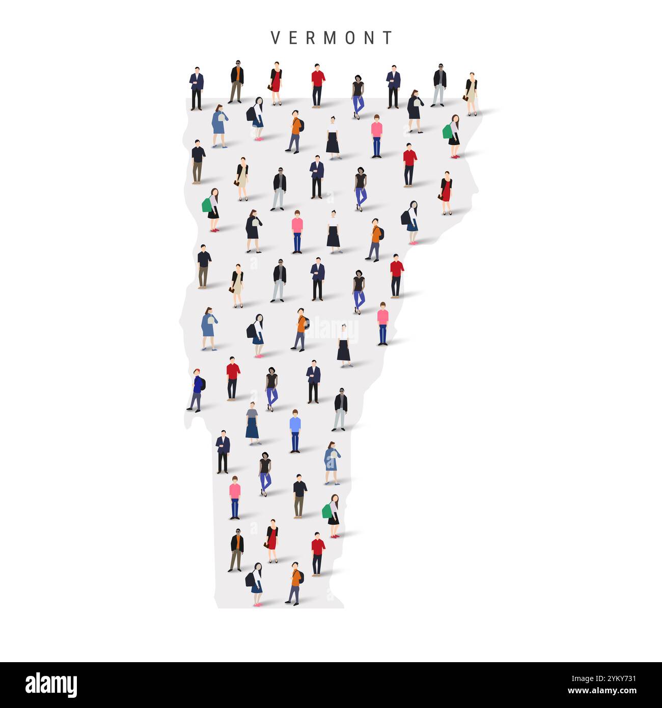 Vermont US state population map. Large group of people. Flat vector ...