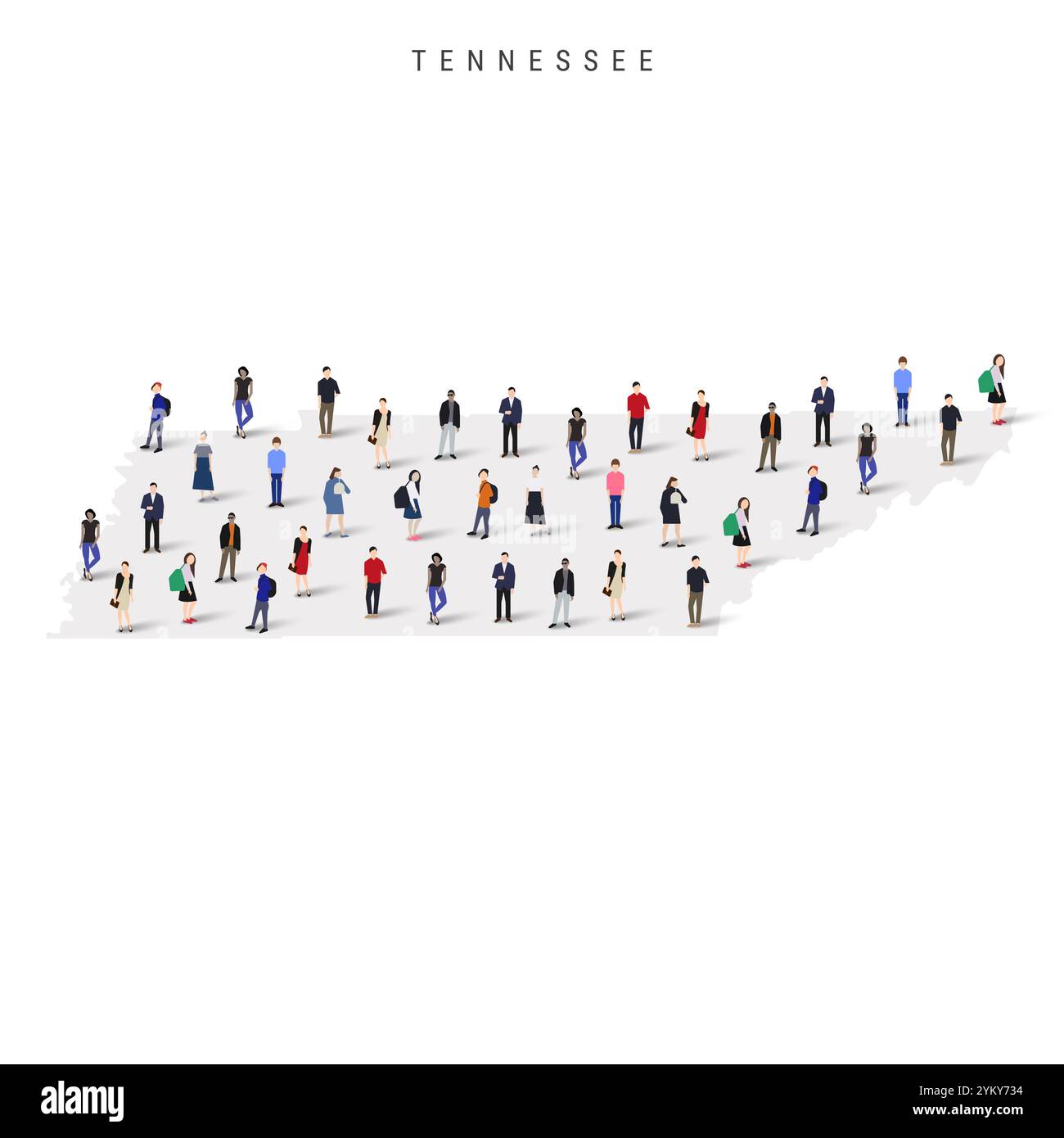 Tennessee US state population map. Large group of people. Flat vector ...