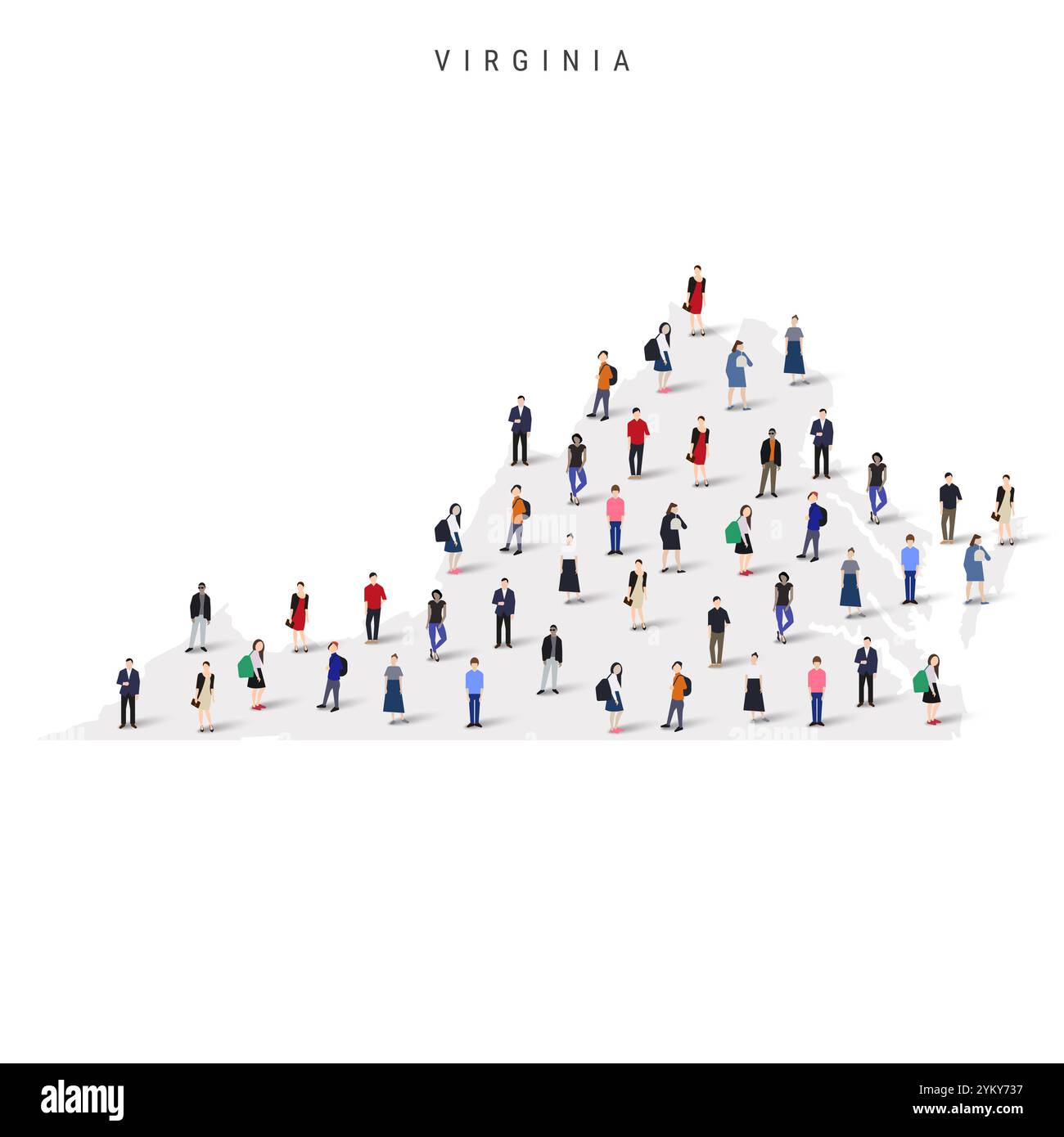 Virginia US state population map. Large group of people. Flat vector ...