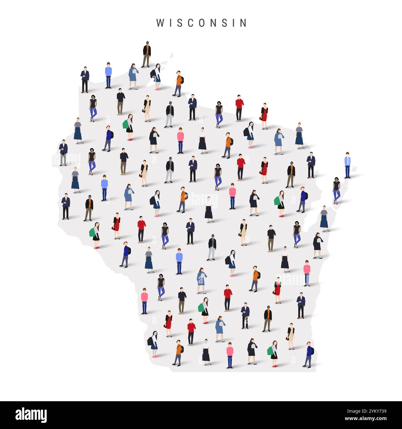 Wisconsin US state population map. Large group of people. Flat vector ...