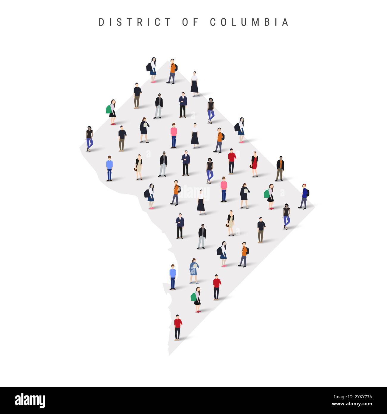 District of Columbia population map. Large group of people. Flat vector ...