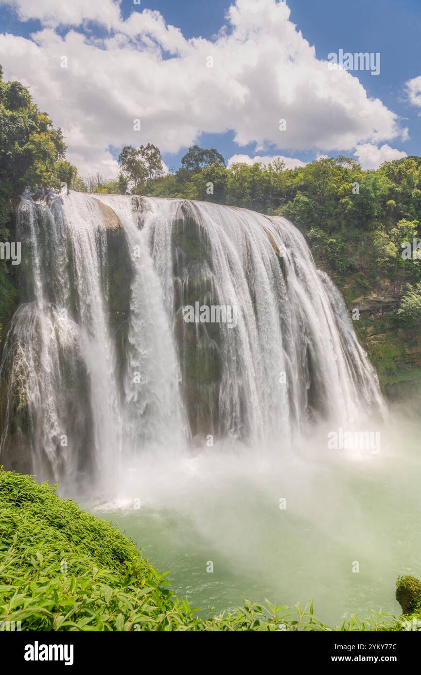 Huangguoshu Waterfall, biggest waterfall in China, blue summer sky ...
