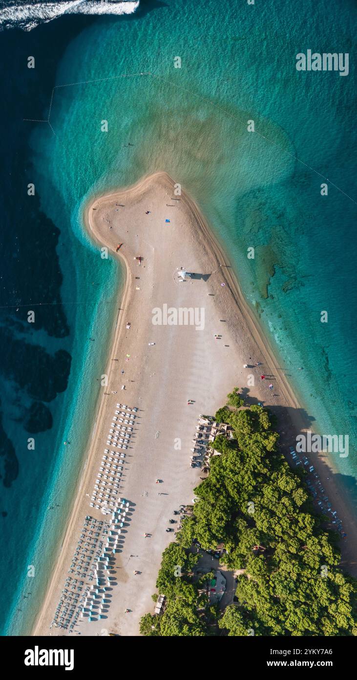 Bathed in the soft glow of sunset, Zlatni Rat beach on Brac Island ...