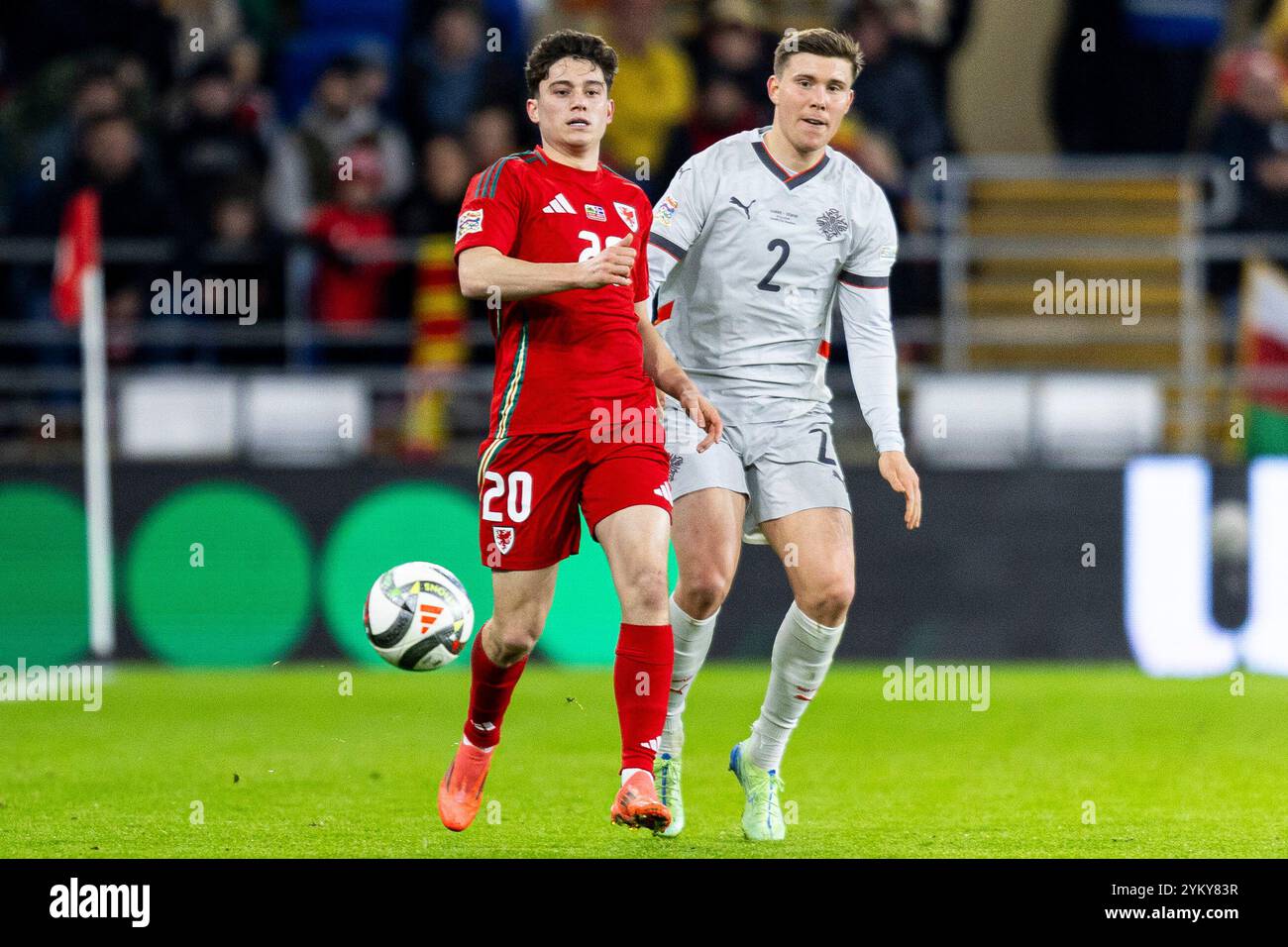 Cardiff, UK. 19th Nov, 2024. Dan James of Wales in action against ...