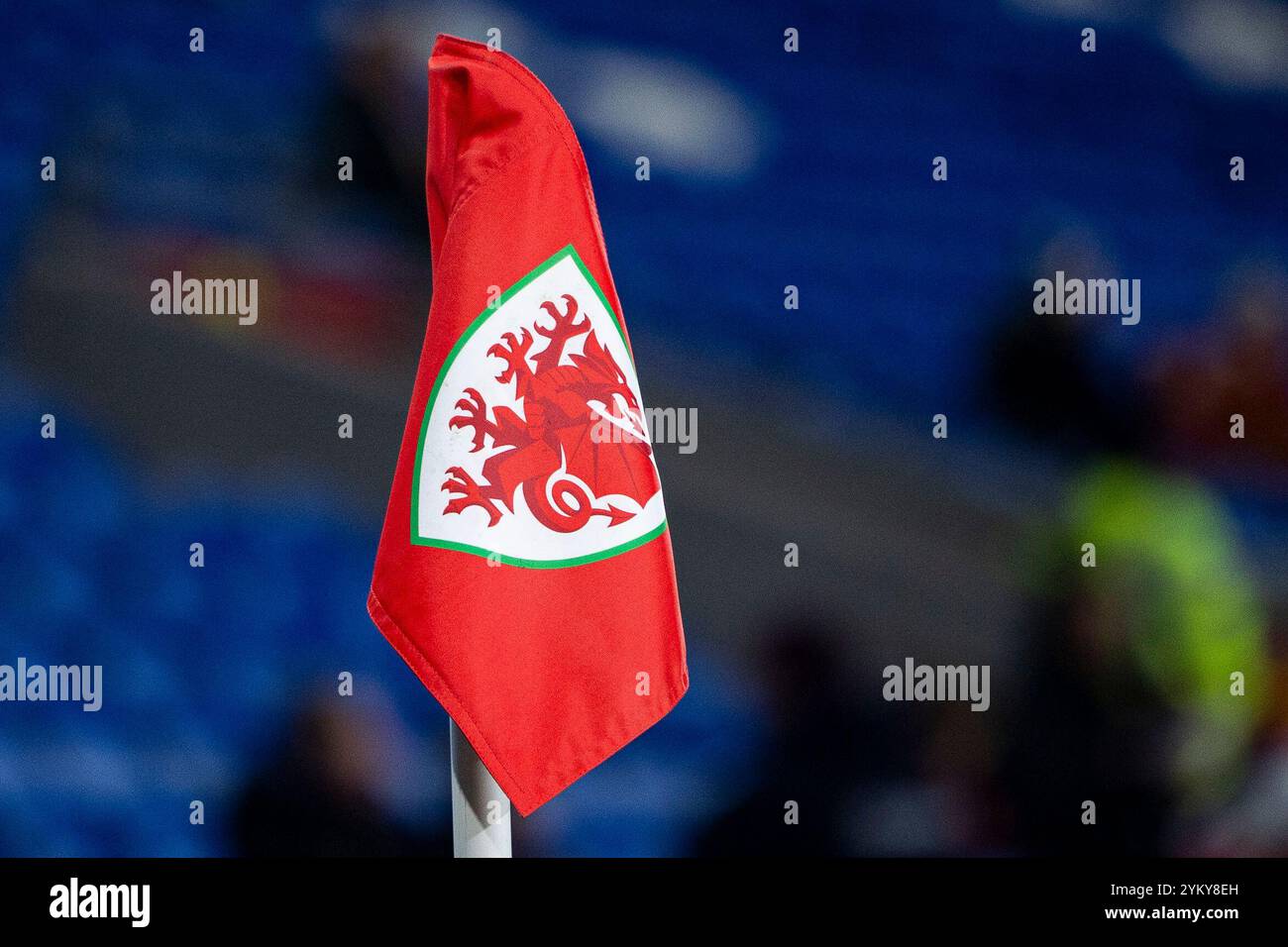 Cardiff, UK. 19th Nov, 2024. Wales corner flag ahead of the match ...