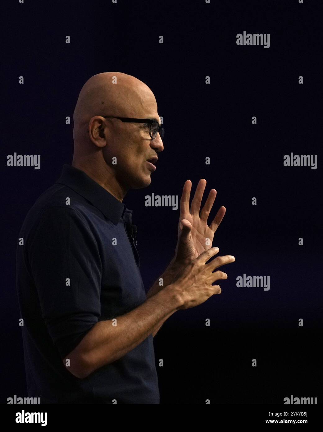 Microsoft CEO Satya Nadella delivers the keynote address at Microsoft's ...