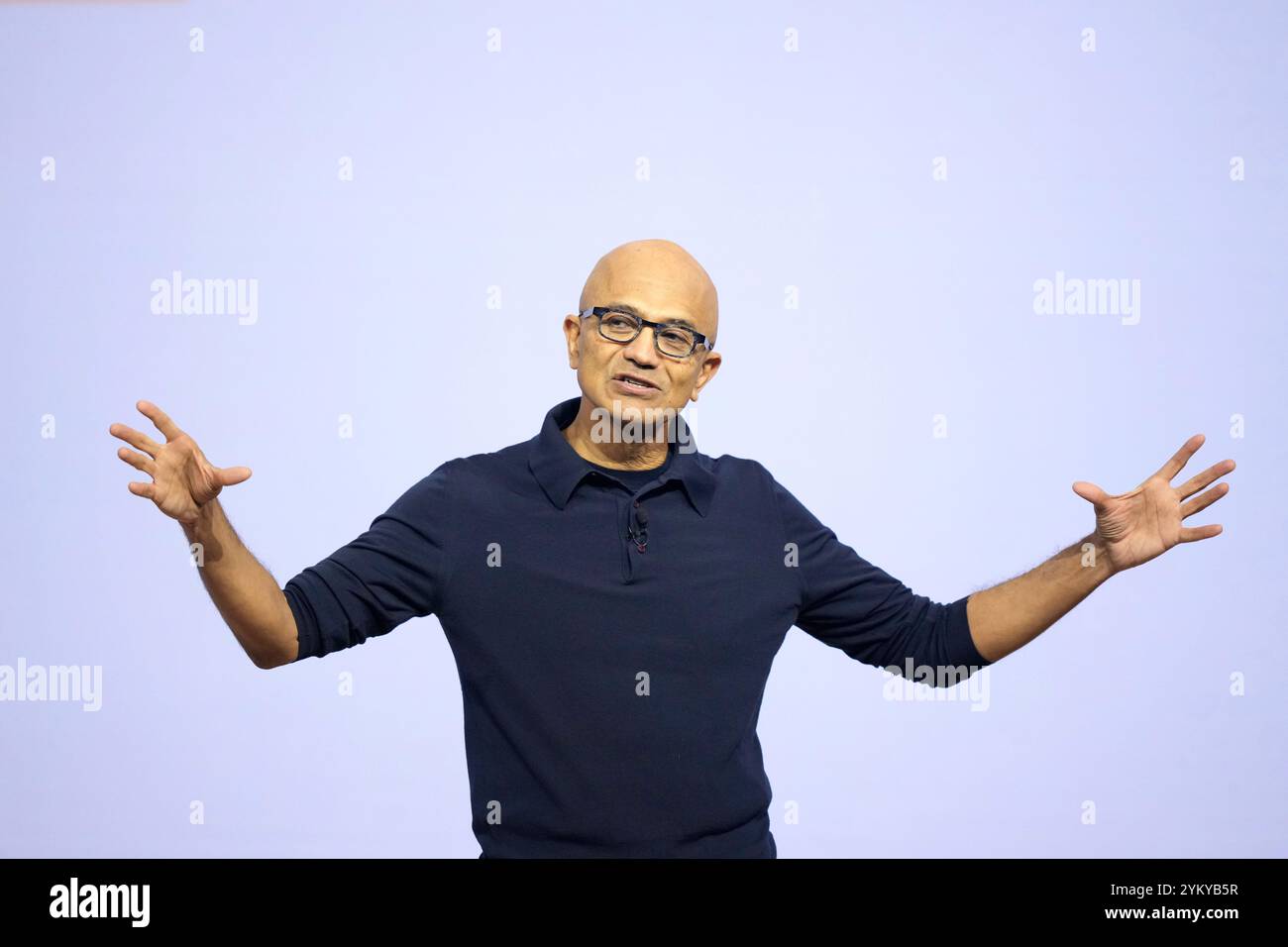 Microsoft CEO Satya Nadella delivers the keynote address at Microsoft's ...