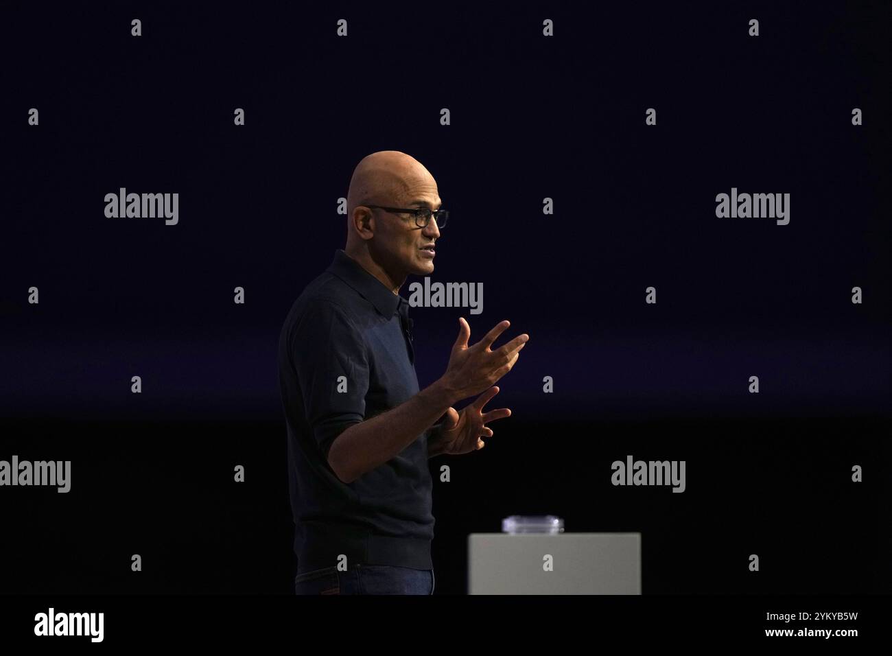 Microsoft CEO Satya Nadella delivers the keynote address at Microsoft's Ignite 2024 conference ...