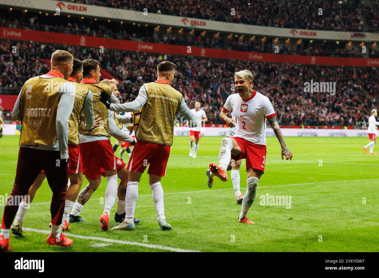 Kamil Piatkowski seen celebrating after scoring goal during UEFA ...