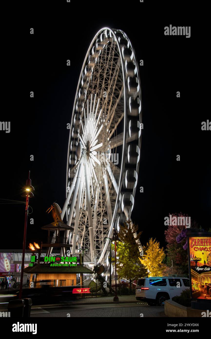 Sky Wheel at night on Clifton Hill in Niagara Falls, Ontario, Canada ...