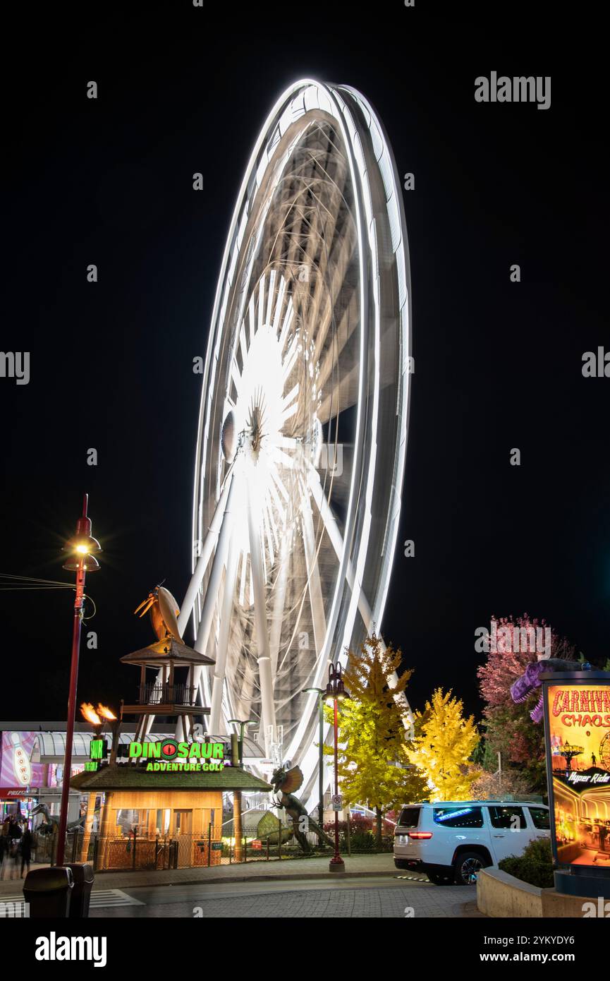 Sky Wheel at night on Clifton Hill in Niagara Falls, Ontario, Canada ...