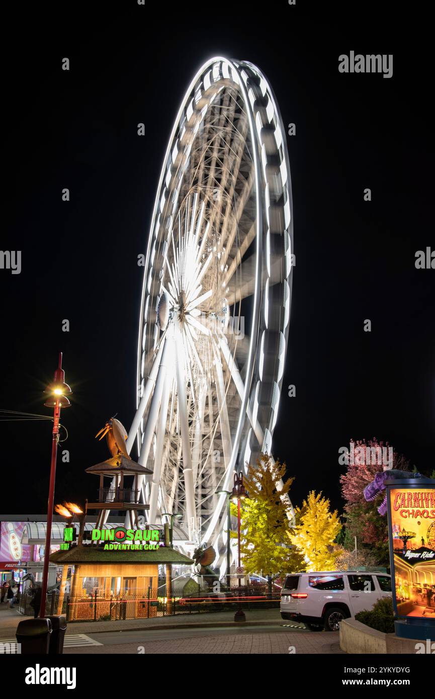 Sky Wheel at night on Clifton Hill in Niagara Falls, Ontario, Canada ...
