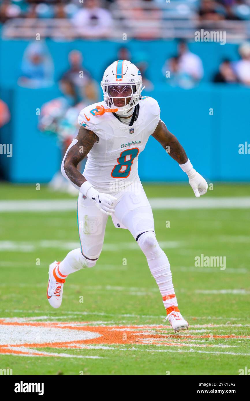 Miami Dolphins safety Jevon Holland (8) runs a play during an NFL ...