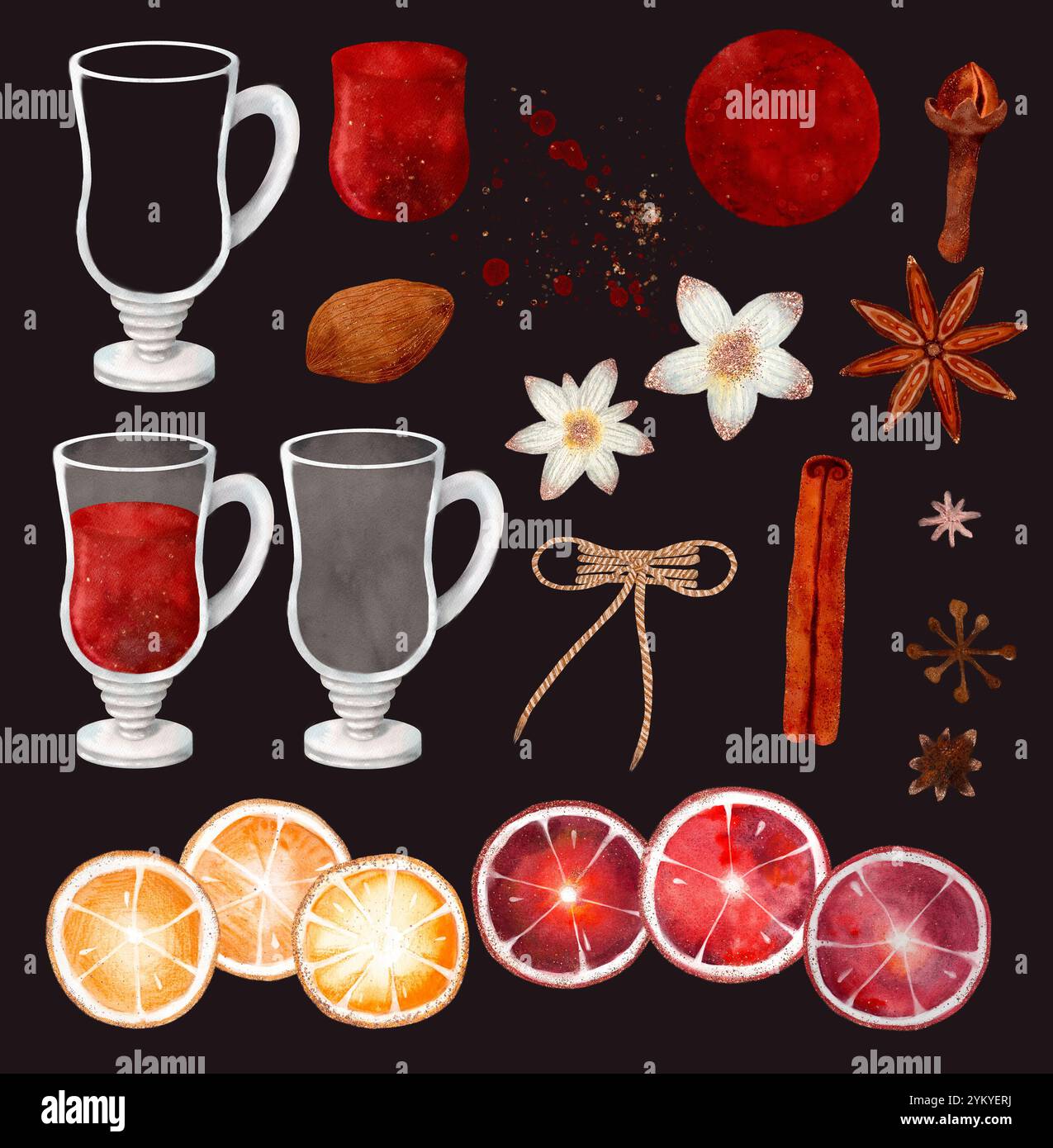 Colorful illustrations of drink ingredients, garnishes, and decorations ...