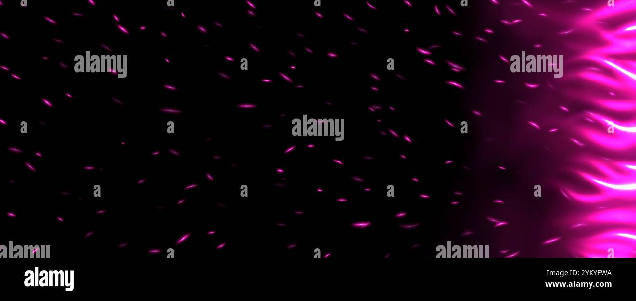 Pink flame with sparks, fire with flying cinder, abstract glowing ...
