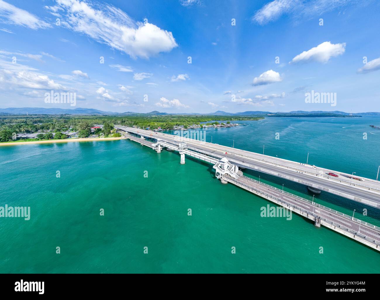 Aerial view of Sarasin bridge road transportation background concept ...