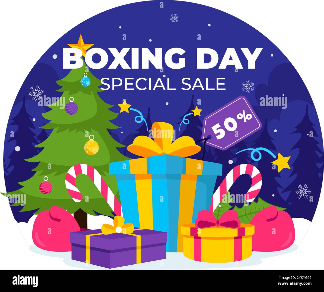 Boxing Day Sale Vector Illustration Featuring Discount Tags, Special ...