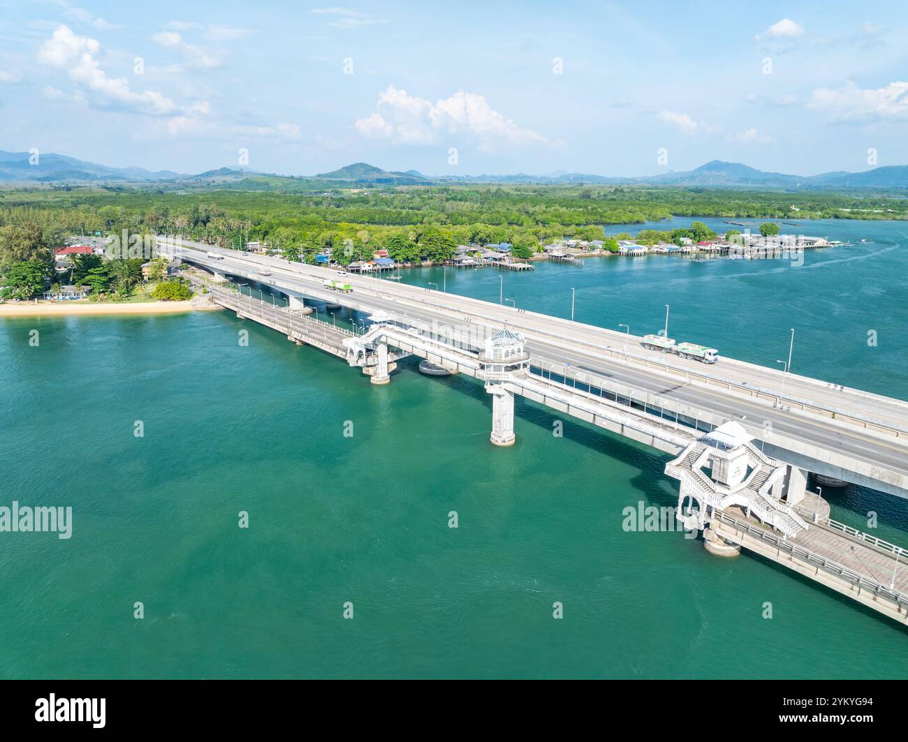 Aerial view of Sarasin bridge road transportation background concept ...
