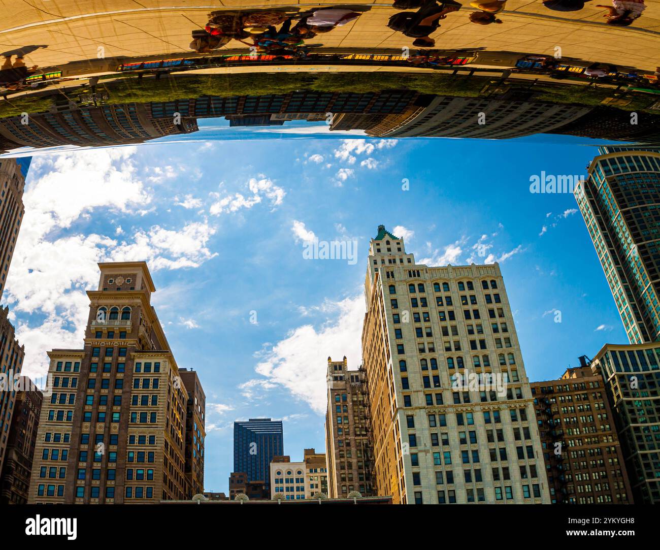 Reflection of the Chicago Skyline at The Cloud Gate Sculpture ...