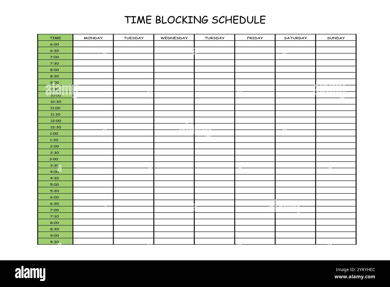 24 Hourly Weekly Schedule Monday Start Mockup For Daily Scheduling And Time Management 30