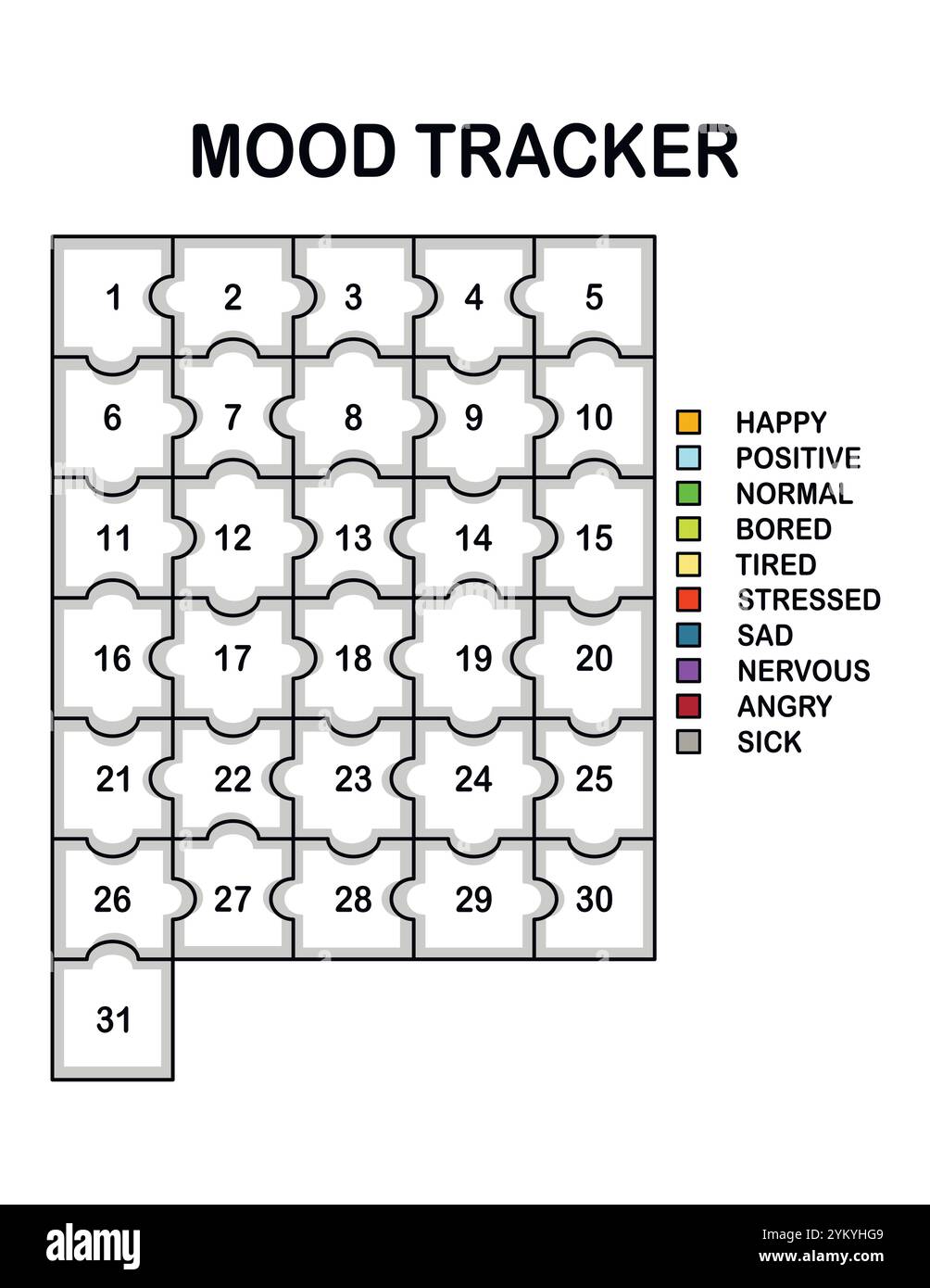 Mood tracker in pixels. Calendar munthly, yearly, weekly, dayly ...