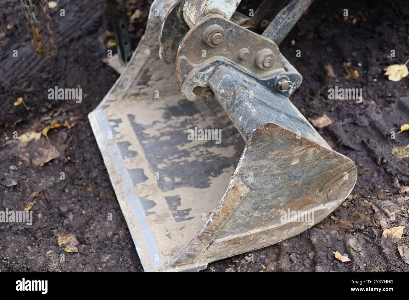 Excavator scoop bucket isolated at construction site Stock Photo - Alamy