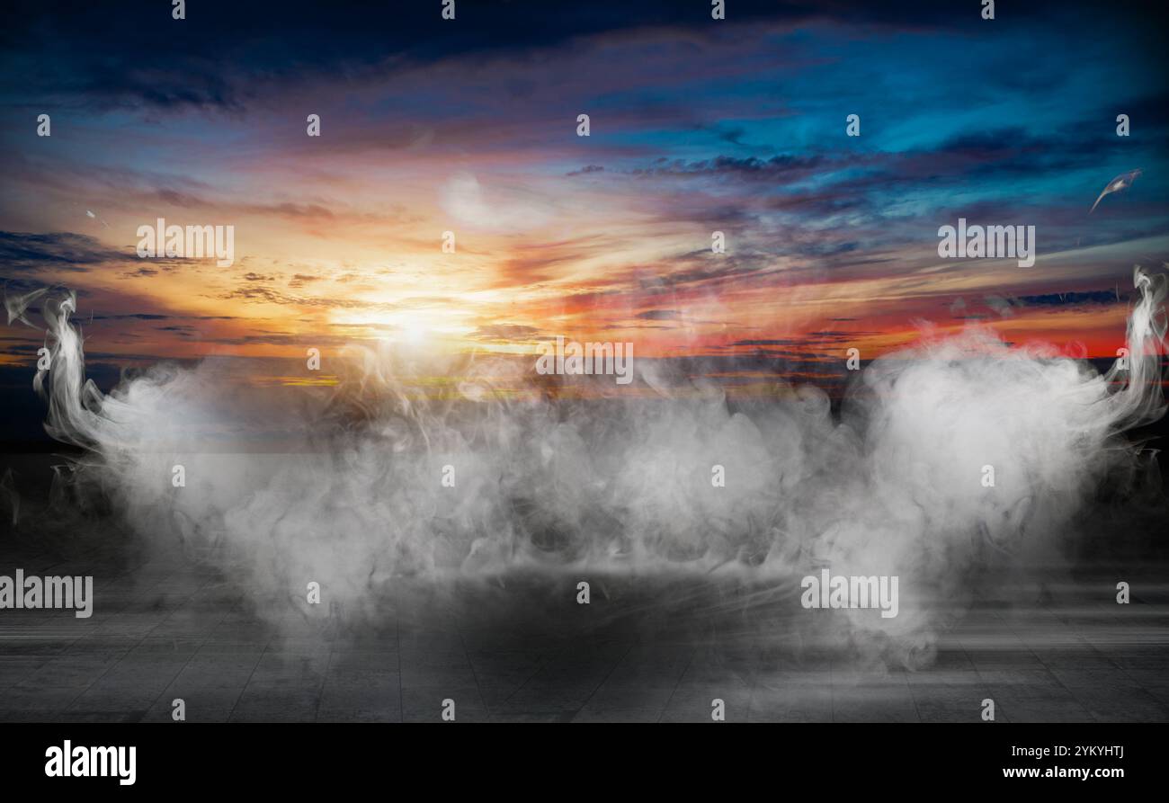 Real smoke exploding outwards with central space. Dramatic smoke or fog ...